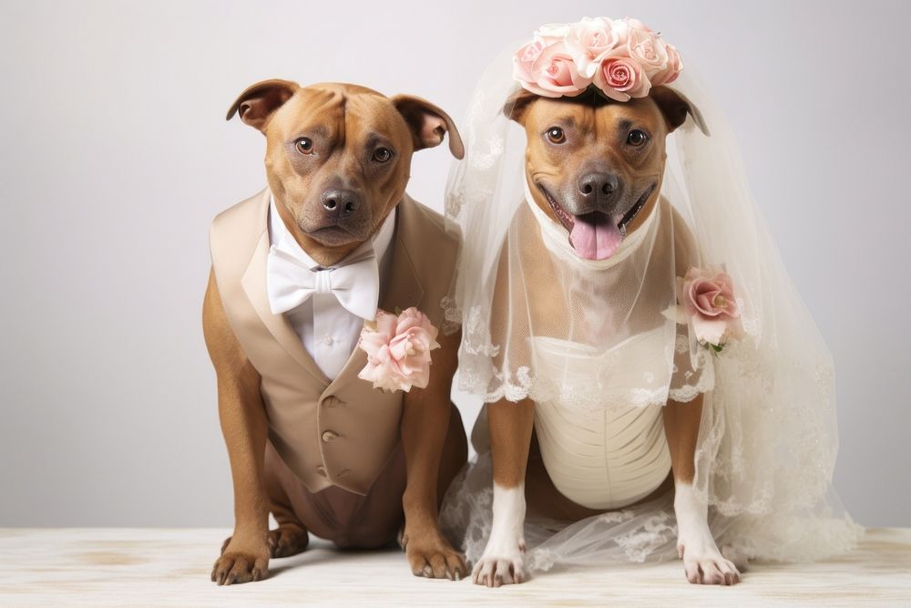 Pitbull puppy wedding animal bride. | Free Photo - rawpixel