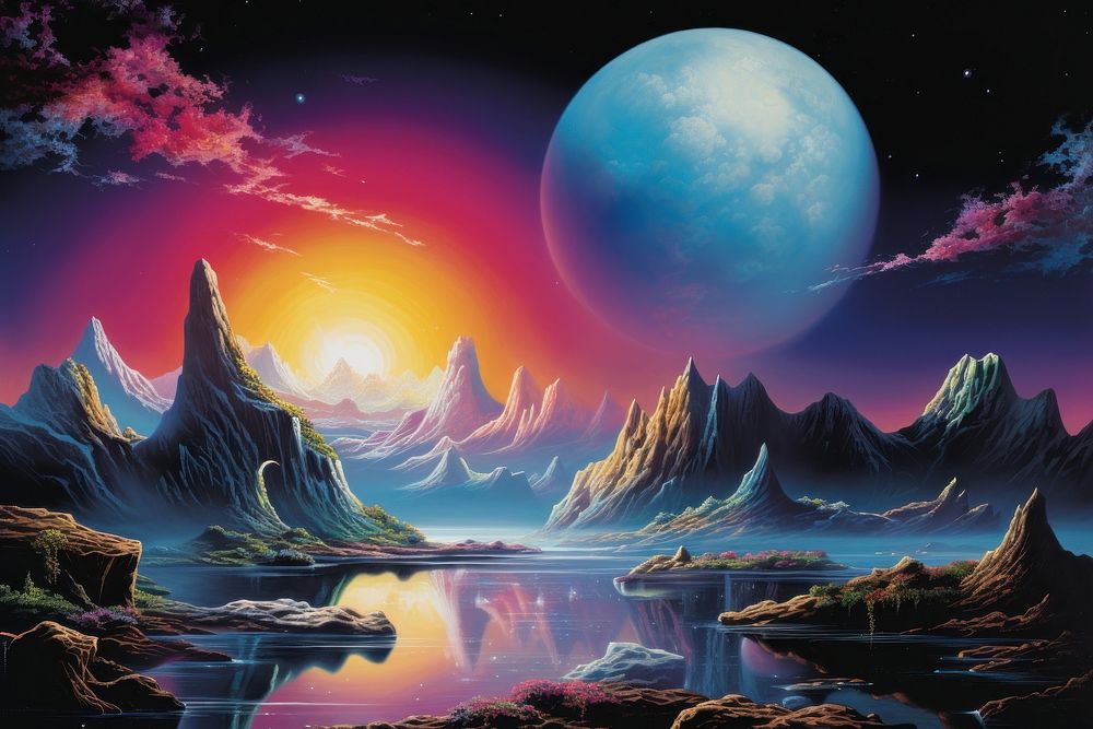 Moon surface landscape reflection astronomy. | Free Photo Illustration ...