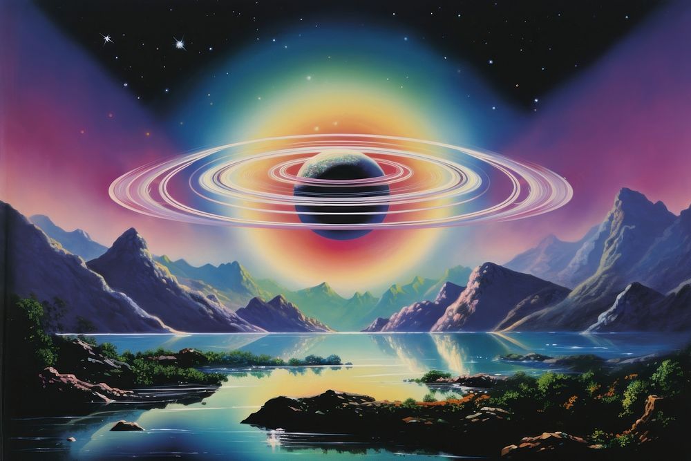 Saturn landscape astronomy universe. | Free Photo Illustration - rawpixel