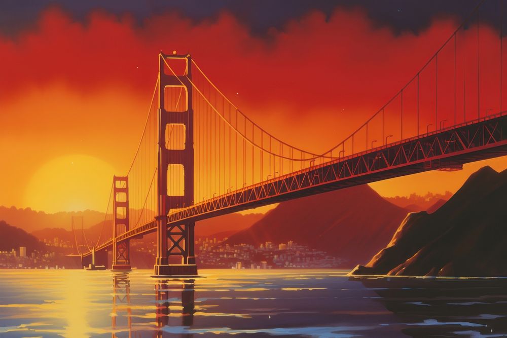Golden gate bridge reflection landscape | Free Photo Illustration ...