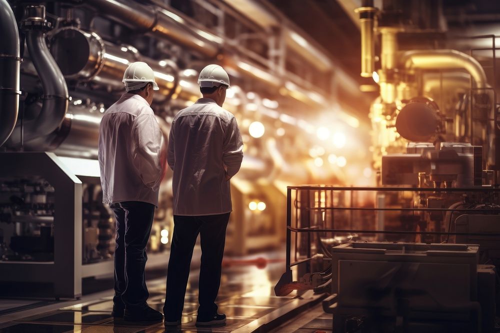 Two engineers factory manufacturing architecture. | Premium Photo ...