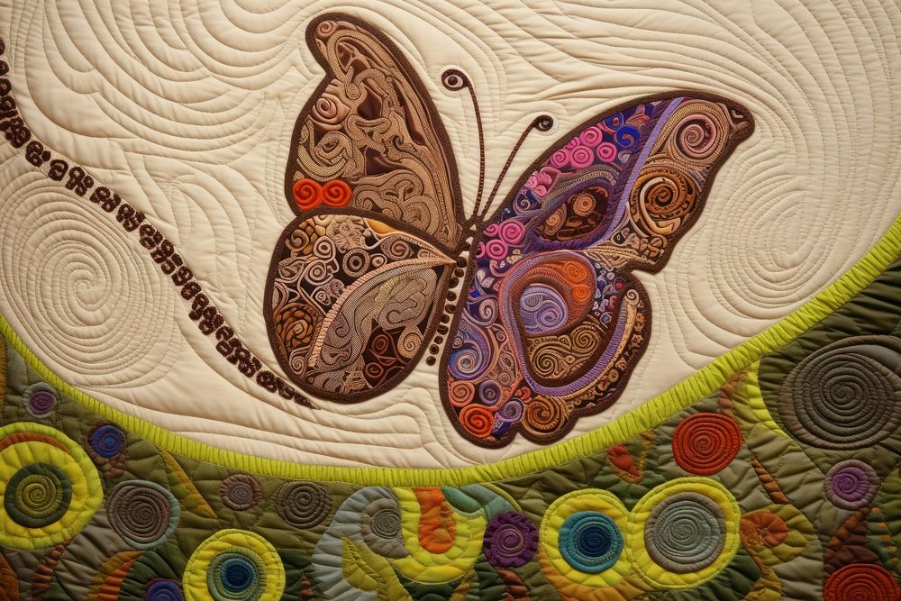 Butterfly patchwork applique pattern | Free Photo Illustration - rawpixel