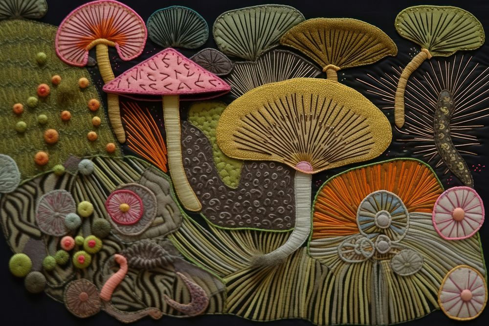 Mushroom applique pattern art | Premium Photo Illustration - rawpixel