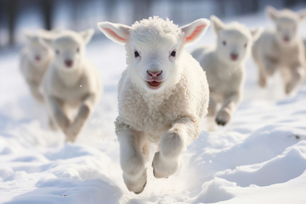 Lambs livestock outdoors running. AI | Free Photo - rawpixel