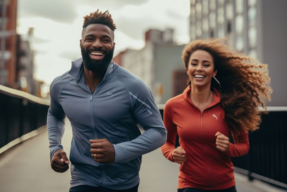 Couple stretching outdoors running laughing | Premium Photo - rawpixel