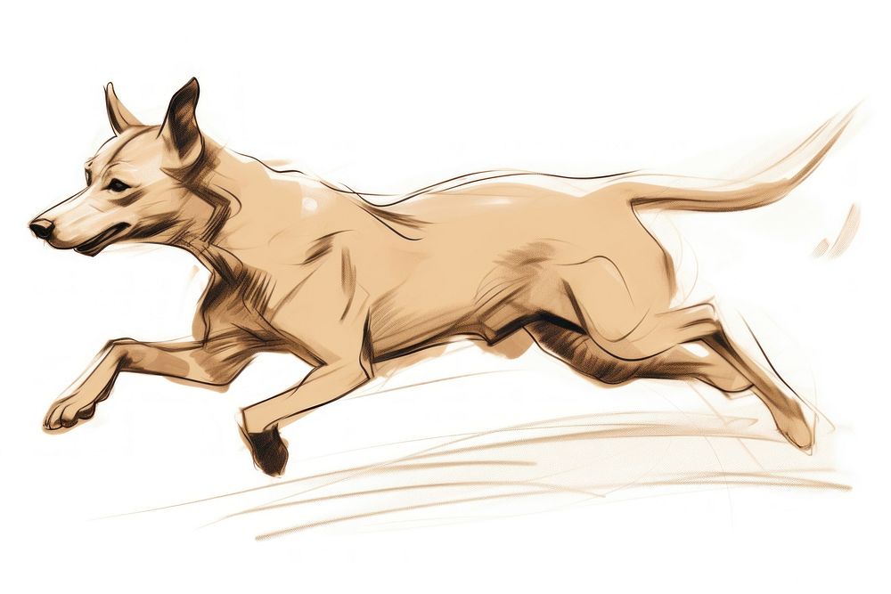 Running dog drawing mammal animal. | Free Photo Illustration - rawpixel