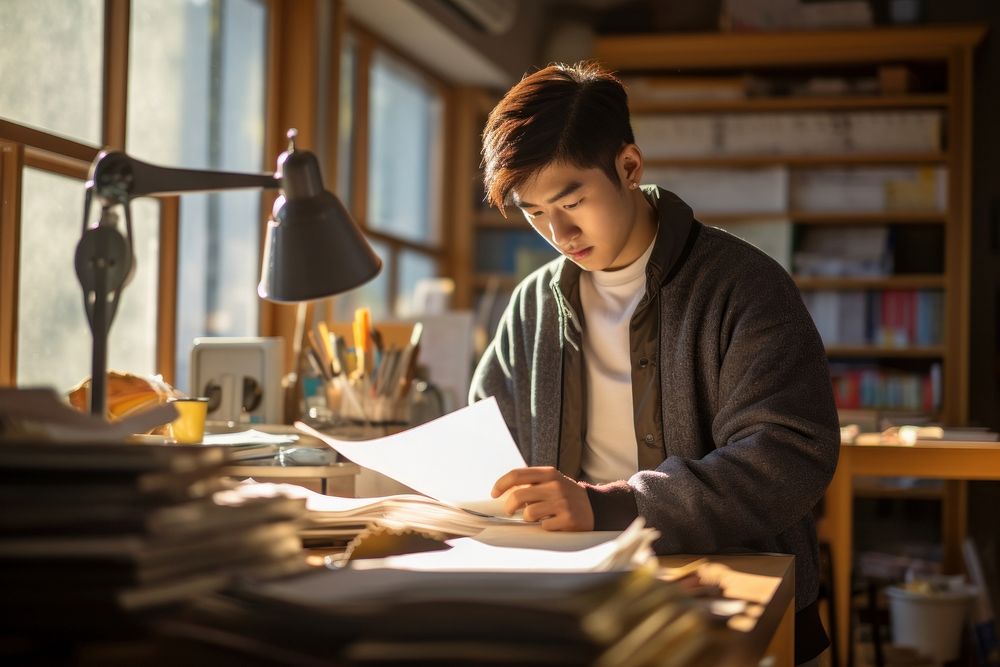 Young korean student working desk | Free Photo - rawpixel