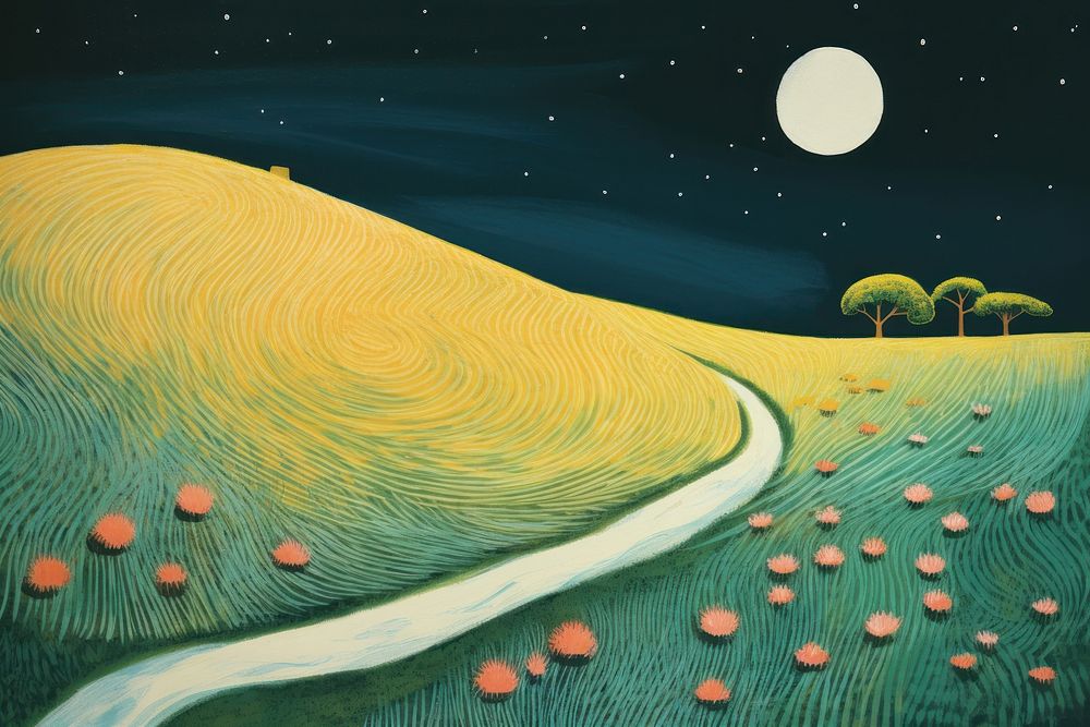 Night field moon landscape. | Premium Photo Illustration - rawpixel