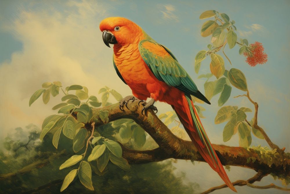 Parrot painting animal bird. AI | Premium Photo Illustration - rawpixel