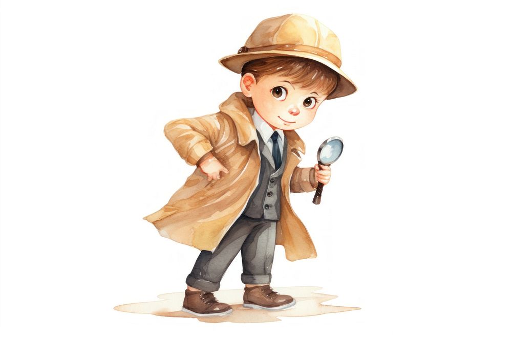 Detective holding cartoon cute. | Free Photo Illustration - rawpixel