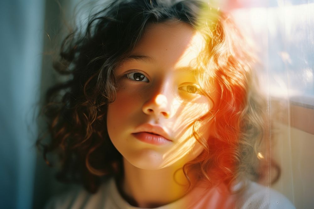 Rainbow light kids face photography | Premium Photo - rawpixel