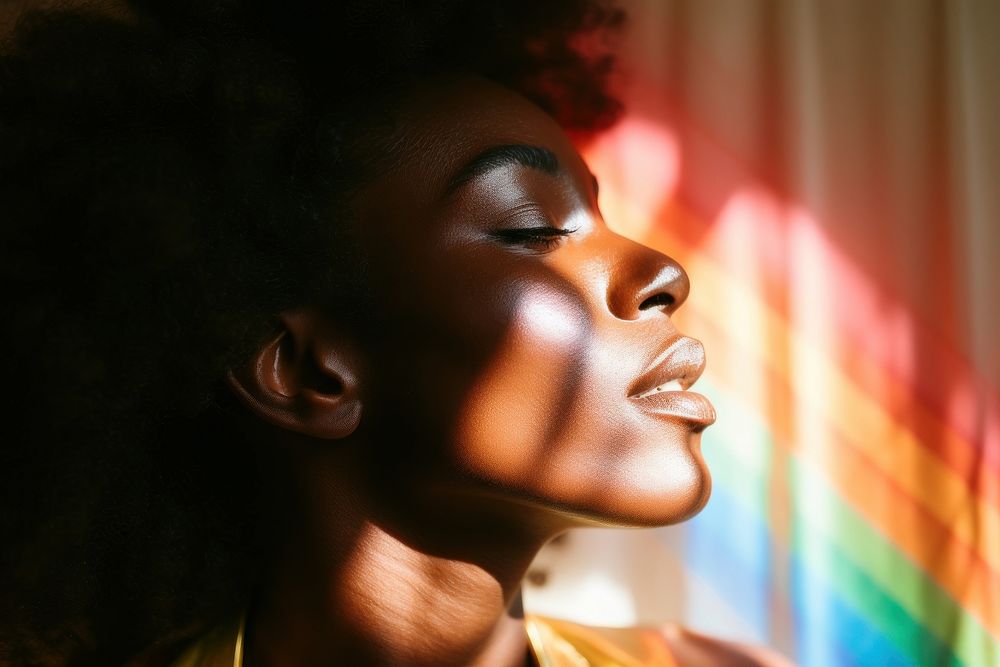 Rainbow light black woman face | Free Photo - rawpixel