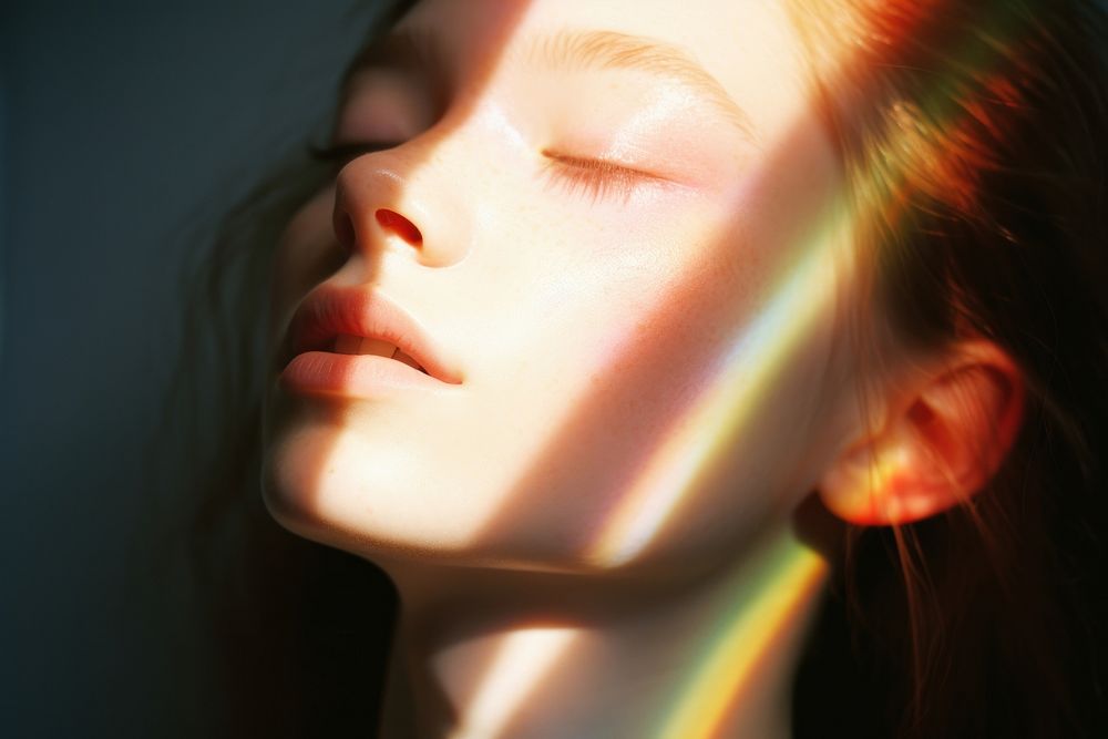 Rainbow light face photography portrait | Free Photo - rawpixel