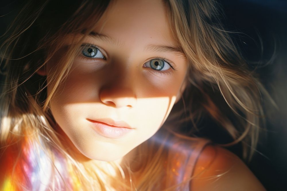 Rainbow light kids face photography | Premium Photo - rawpixel