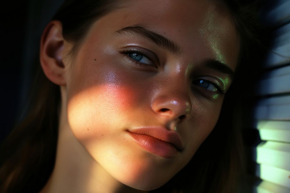 Rainbow light teen face photography | Free Photo - rawpixel