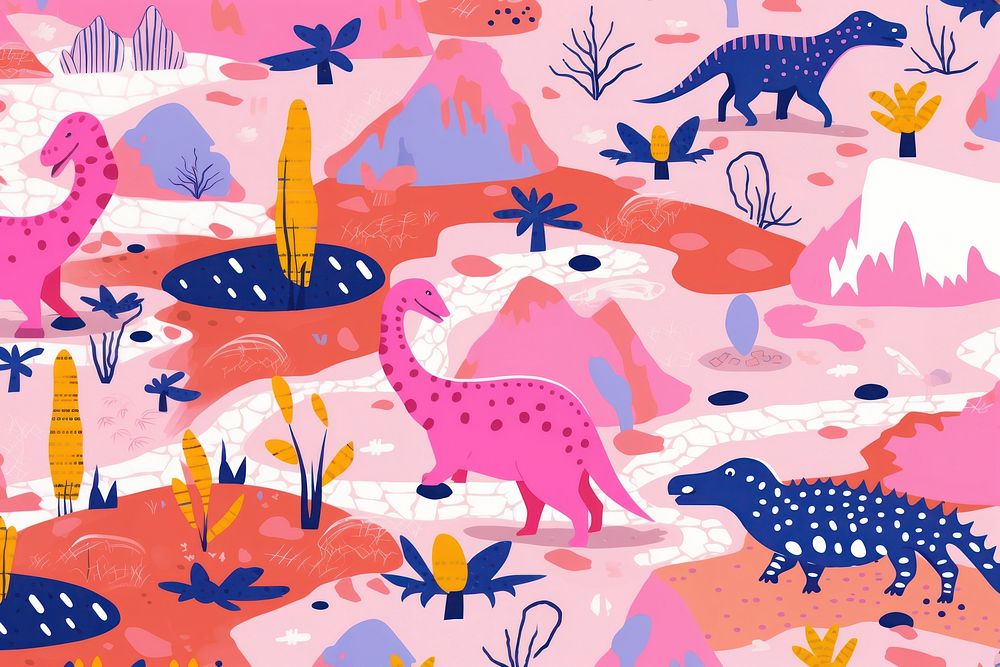 Vibrant pink dinosaur pattern art | Premium Photo Illustration - rawpixel