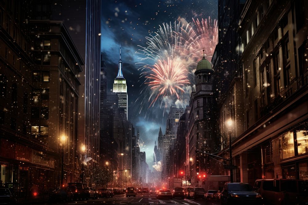 Fireworks building street architecture. AI | Premium Photo - rawpixel