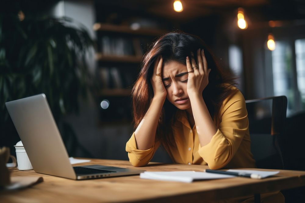 Tired woman computer worried laptop. | Free Photo - rawpixel