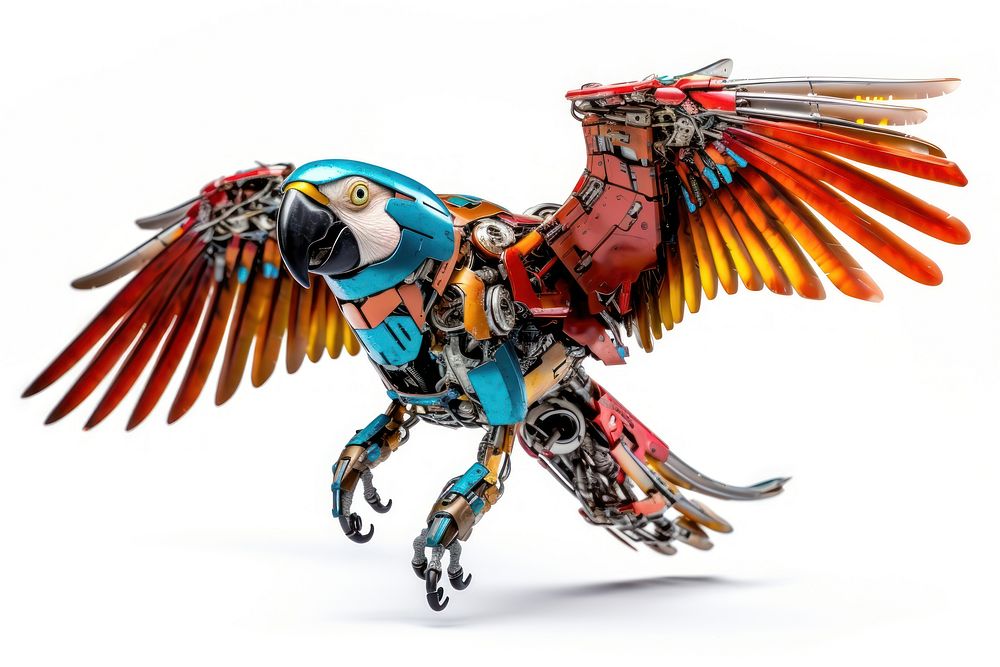 Cyborg parrot flying animal white | Premium Photo - rawpixel