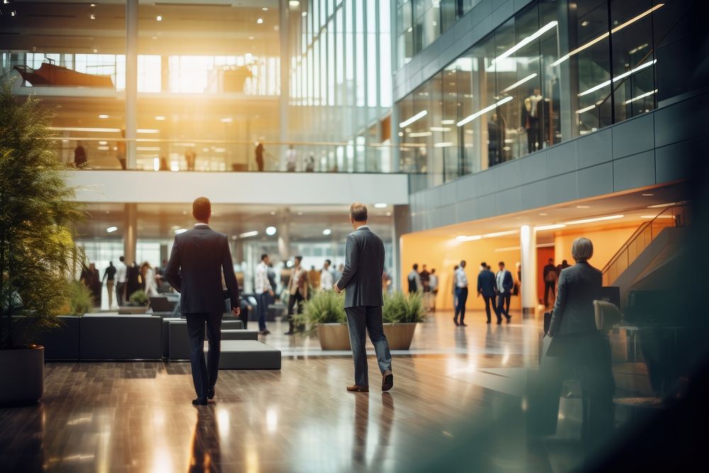 company lobby employees walking and | Free Photo - rawpixel