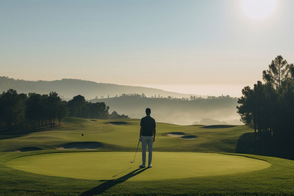 Man standing alone golf course | Free Photo - rawpixel