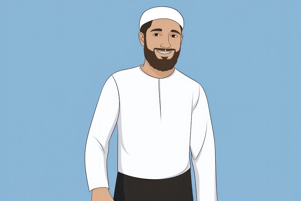 Muslim man cartoon adult happiness. | Free Photo Illustration - rawpixel
