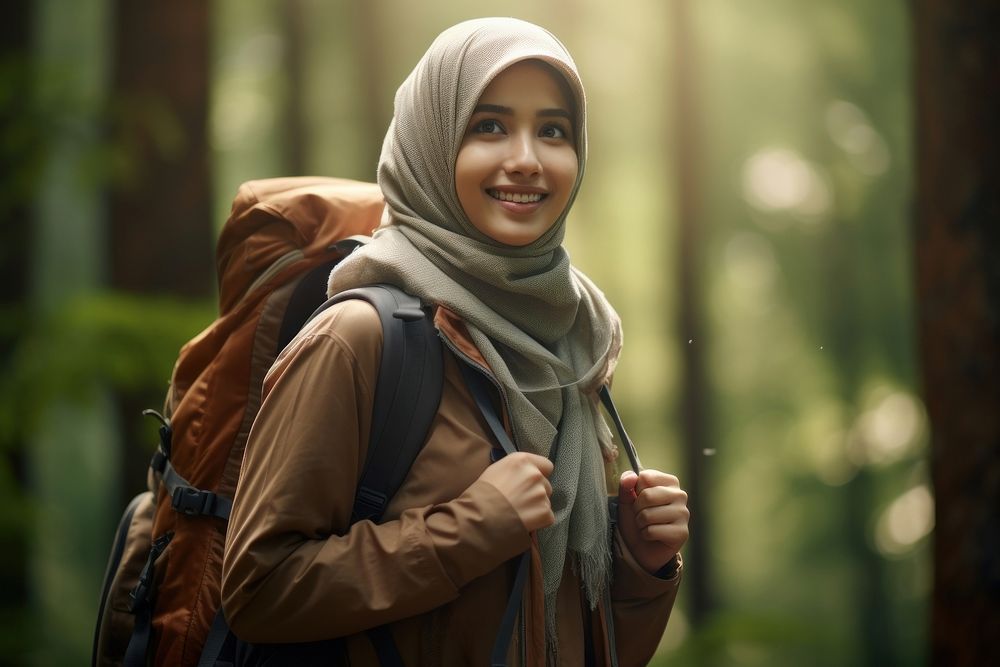 Hijab backpacker forest scarf adult. | Premium Photo - rawpixel