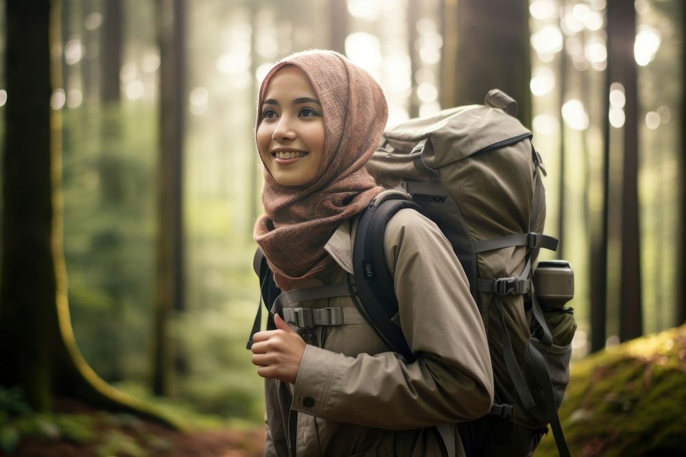 Hijab backpacker forest scarf adult. | Premium Photo - rawpixel