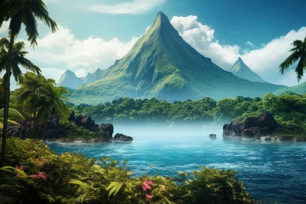 Landscape island volcano vegetation outdoors | Free Photo - rawpixel