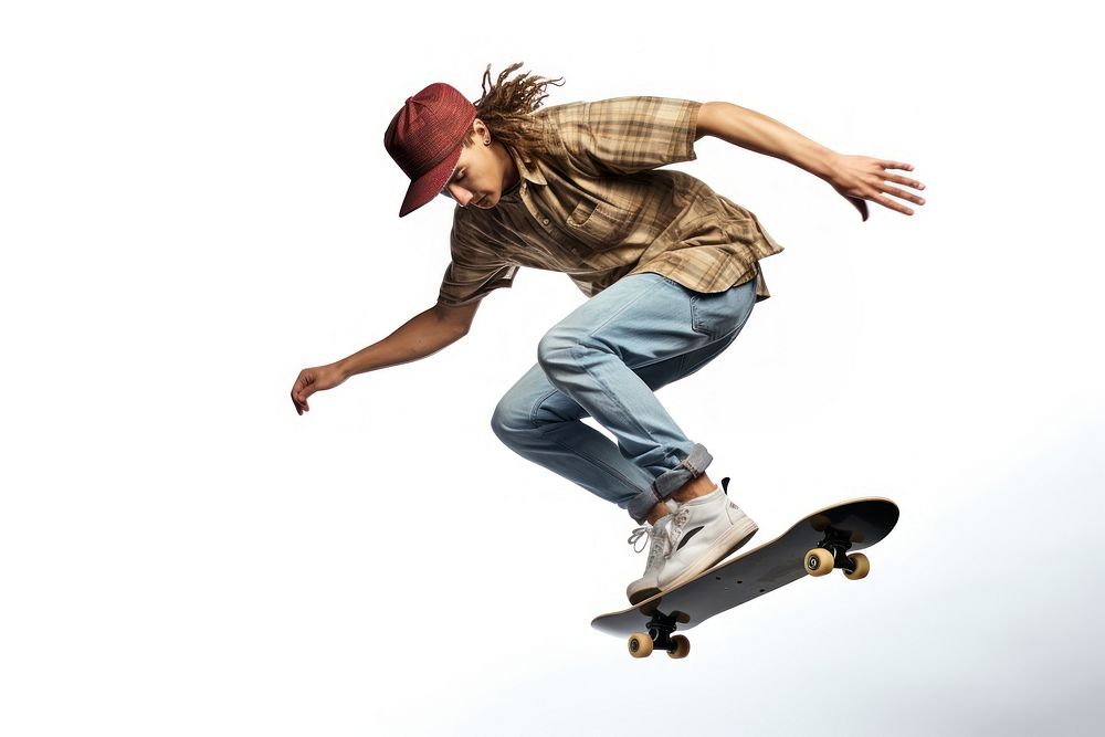 Teen jump skateboard trick white | Premium Photo - rawpixel