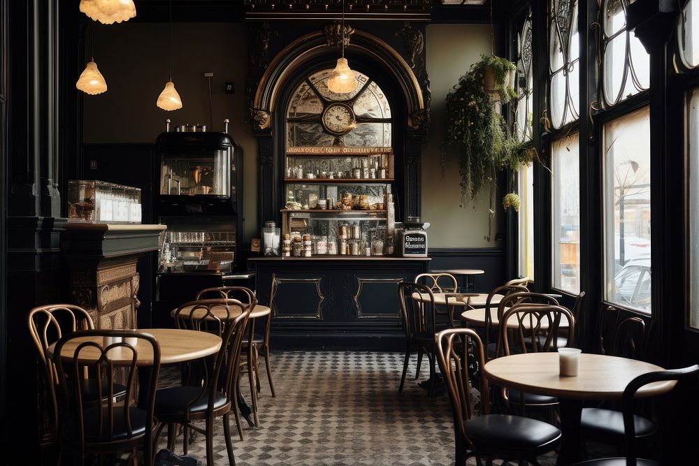 Black victorian cafe architecture restaurant | Premium Photo - rawpixel