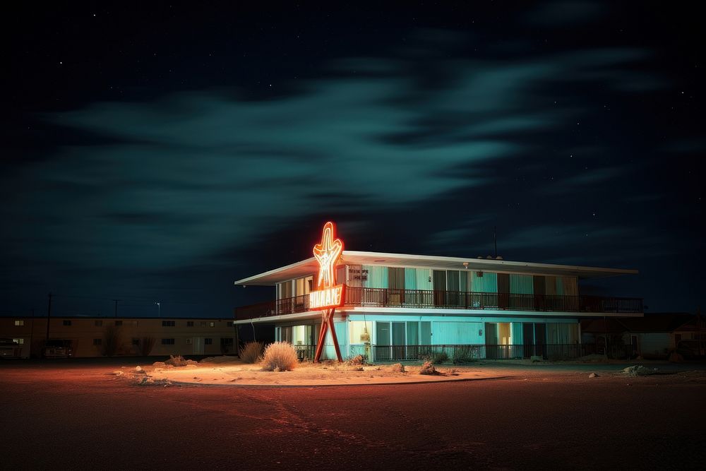 Motel building night sky architecture. | Free Photo - rawpixel