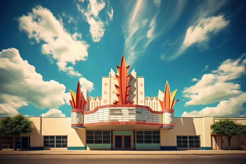 Retro theatre sky building outdoors. | Premium Photo - rawpixel