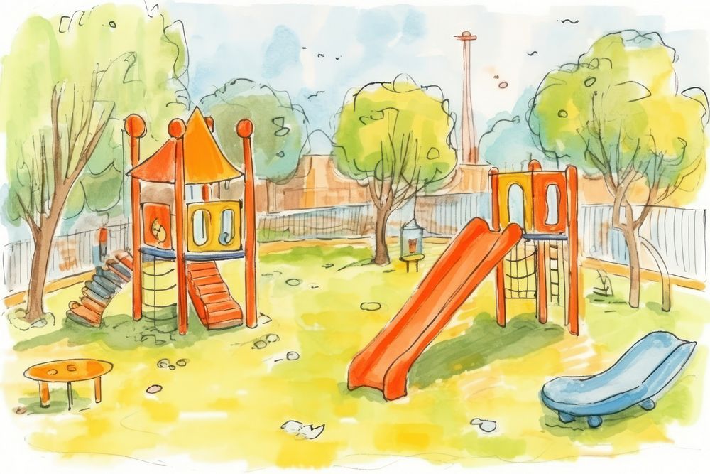 Park playground outdoors drawing. AI | Premium Photo Illustration ...