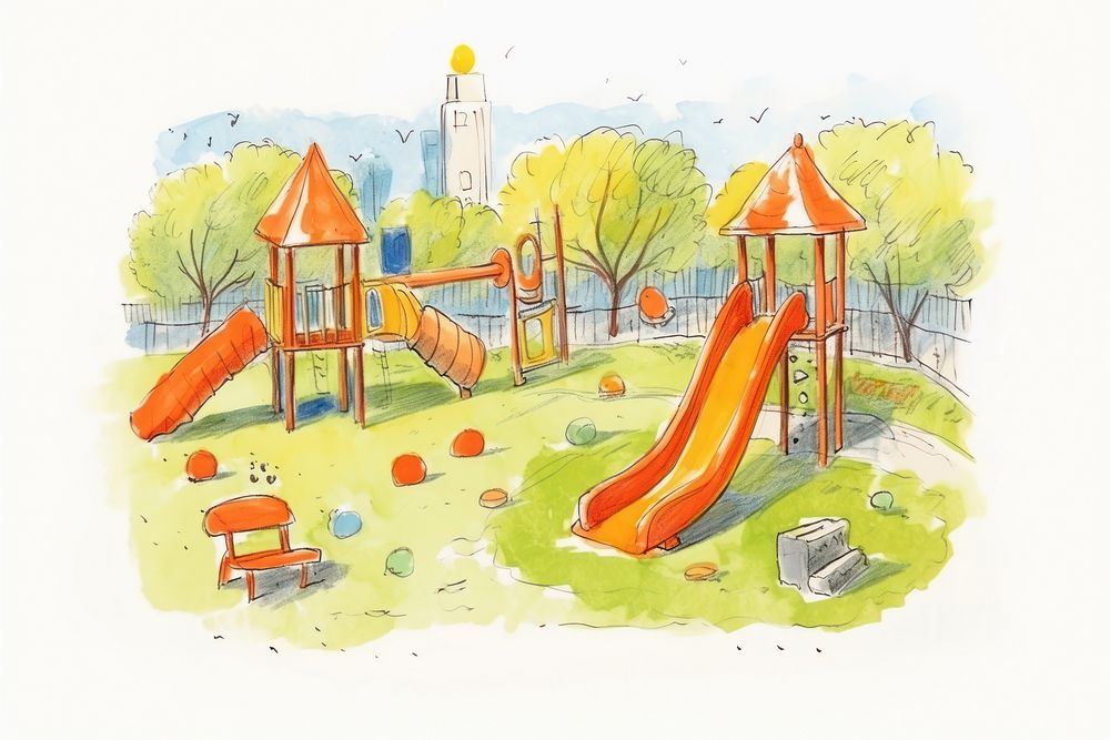 Park playground outdoors drawing. AI | Premium Photo Illustration ...