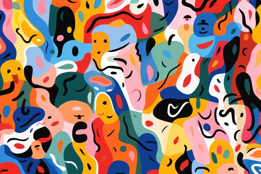 Cartoon people pattern backgrounds painting. | Free Photo Illustration ...