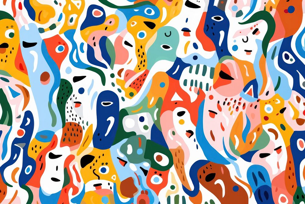 Cartoon people pattern backgrounds painting. | Free Photo Illustration ...