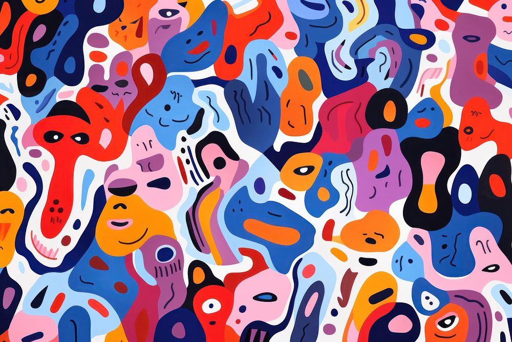 Cartoon people pattern backgrounds painting. | Premium Photo ...