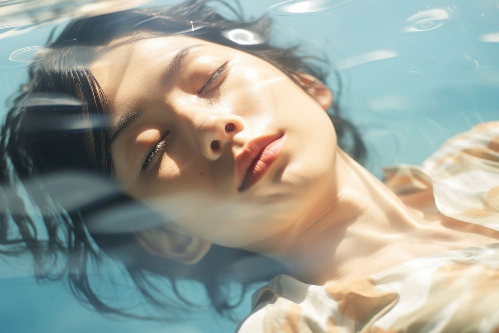 Asian woman laying swimming pool | Premium Photo - rawpixel