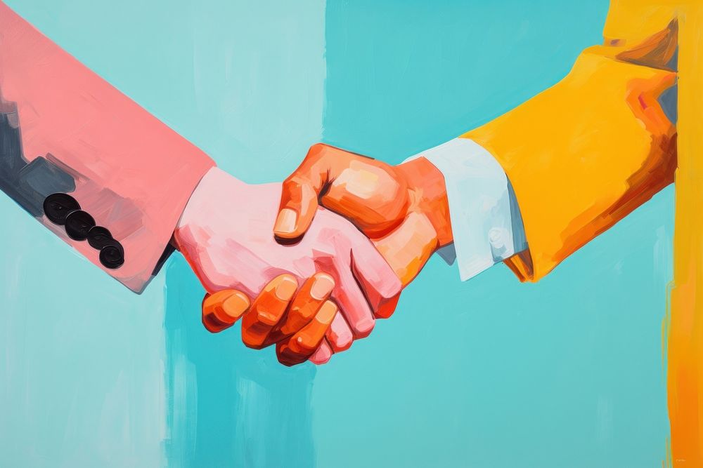 Handshake painting togetherness creativity. AI | Premium Photo ...