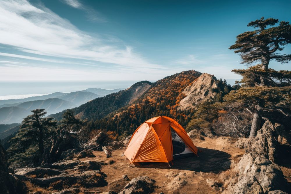 Tent cliff side mountain outdoors | Free Photo - rawpixel