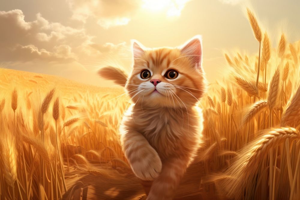 Orange cat playing field outdoors | Premium Photo Illustration - rawpixel