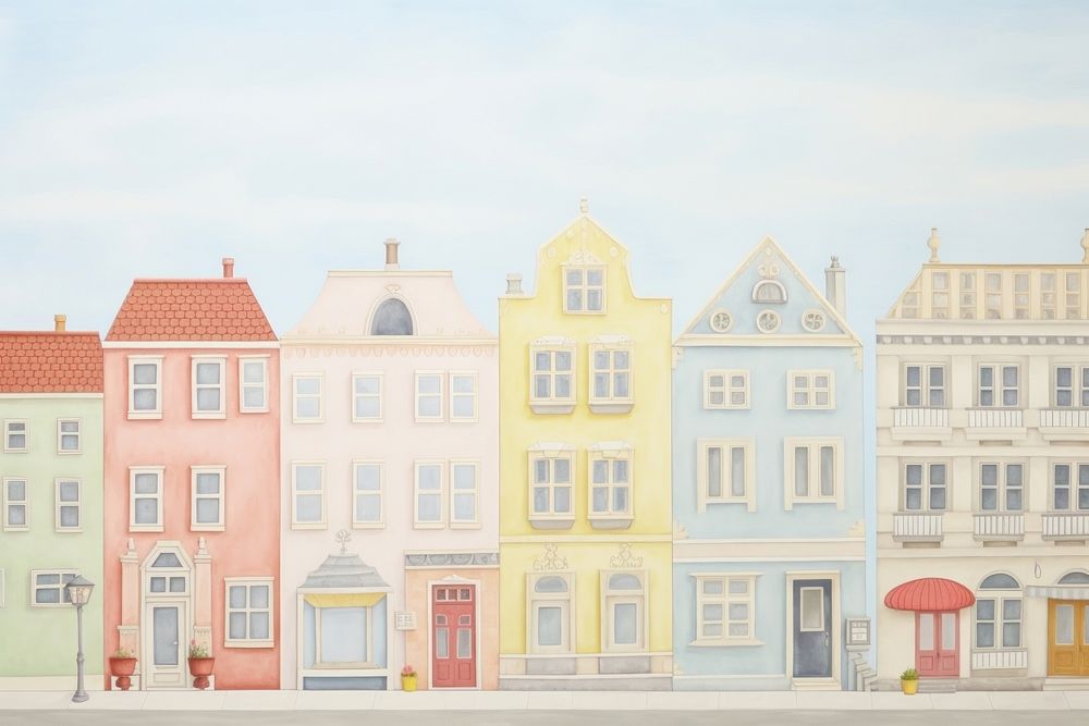 Painting buildings border architecture house | Premium Photo ...