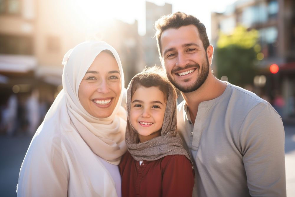 3 people Muslim family smiling | Free Photo - rawpixel