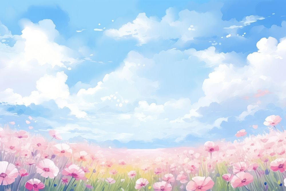 Flower field backgrounds landscape outdoors. | Free Photo Illustration ...