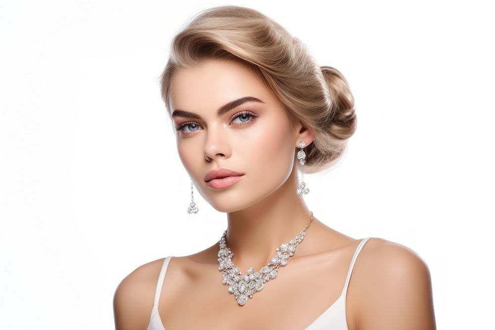 Jewelry necklace diamond white background. | Premium Photo - rawpixel
