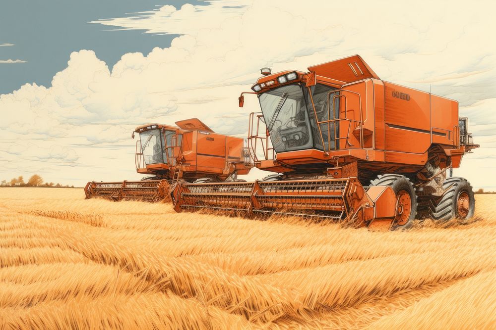 Harvest harvest vehicle field. AI | Free Photo Illustration - rawpixel