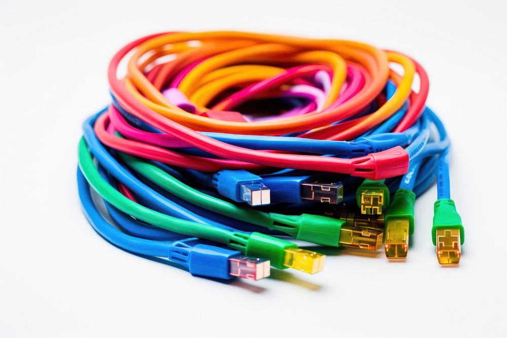 Computer cables white background electricity | Free Photo - rawpixel