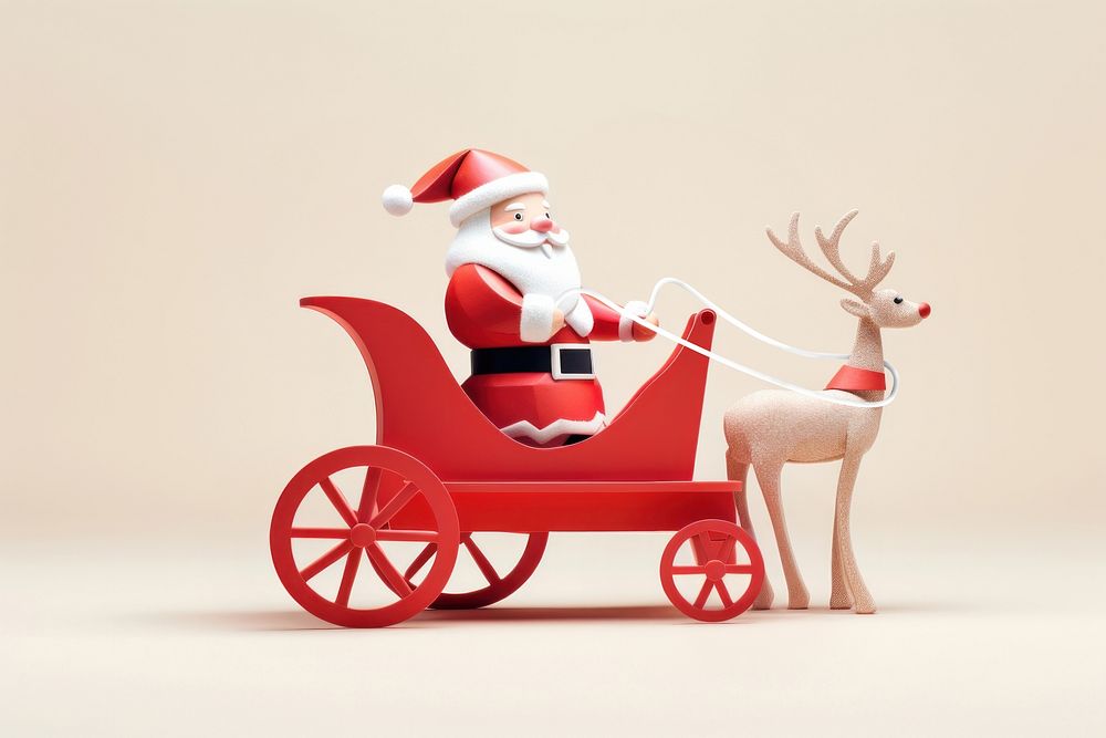 Santa claus riding raindeer-cart decoration | Free Photo Illustration ...