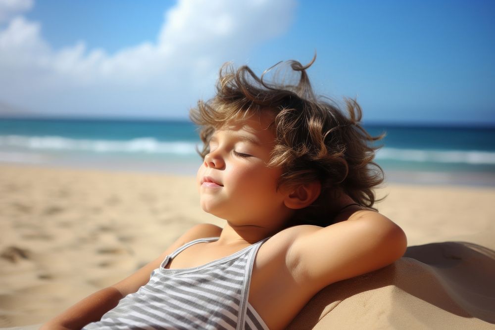 Toddler beach summer sunbathing swimwear. | Free Photo - rawpixel